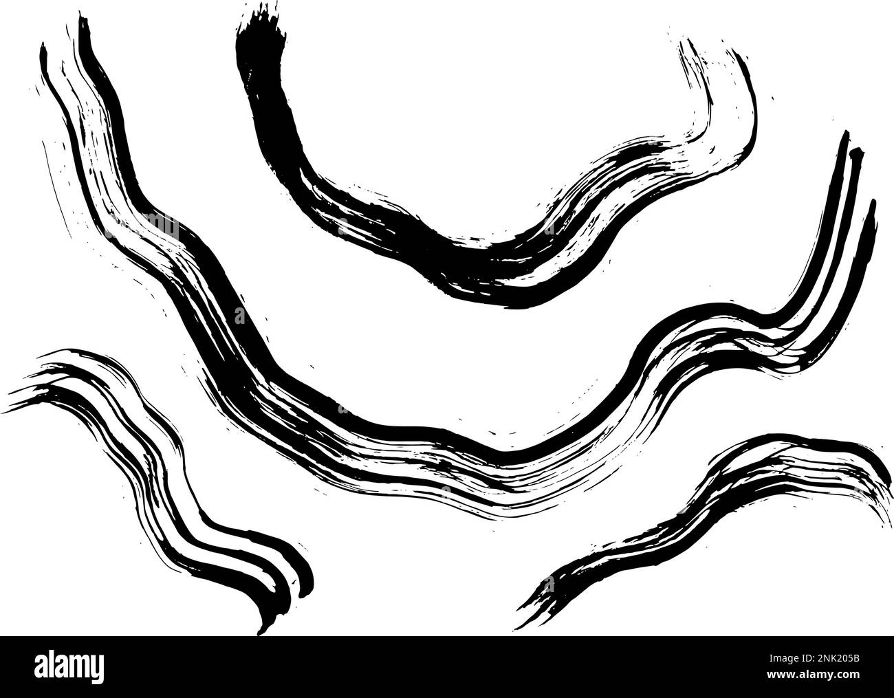 Dry Brush Wave Strokes Vector Grunge Set Stock Vector Image & Art - Alamy