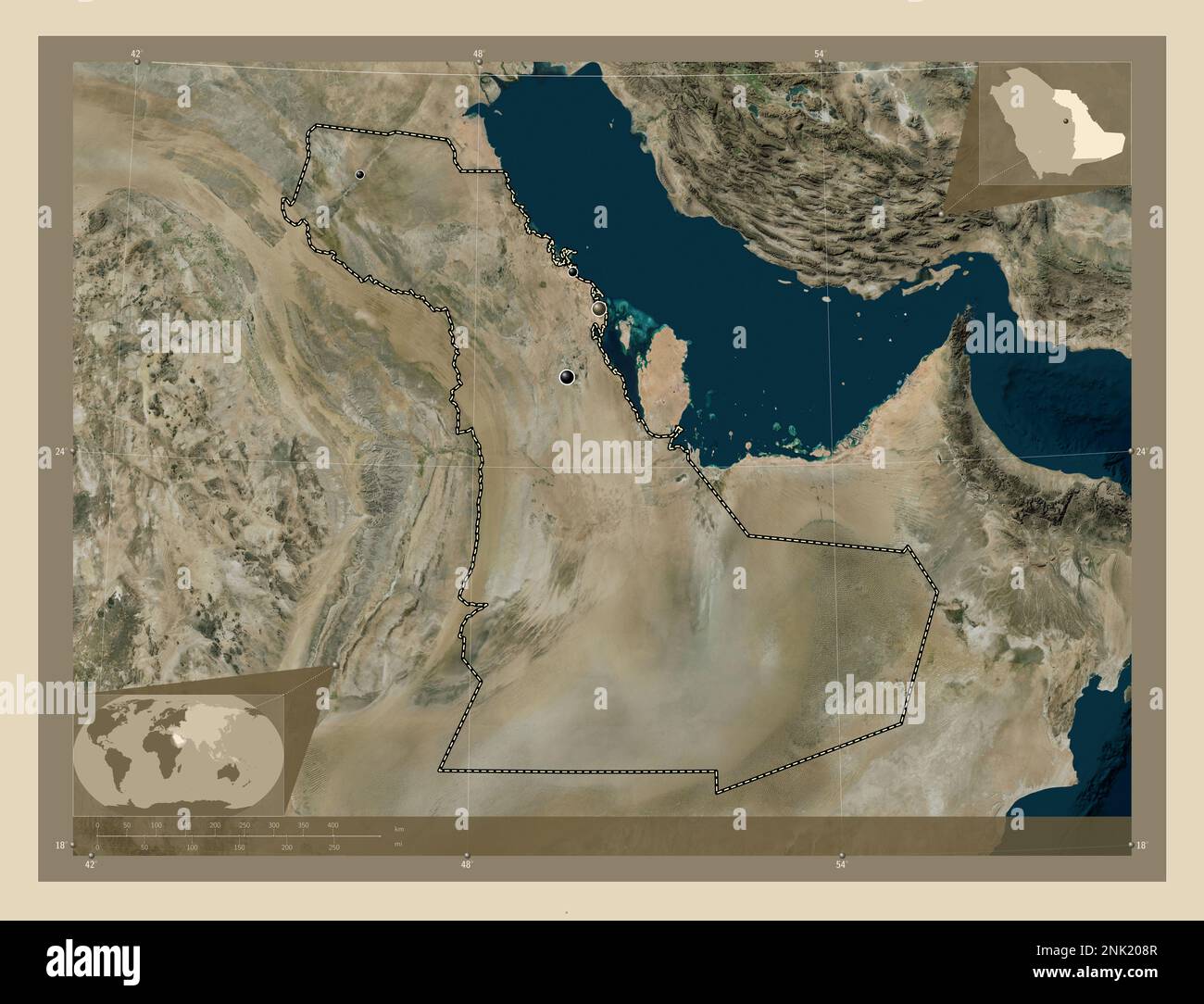 Ash Sharqiyah, region of Saudi Arabia. High resolution satellite map ...