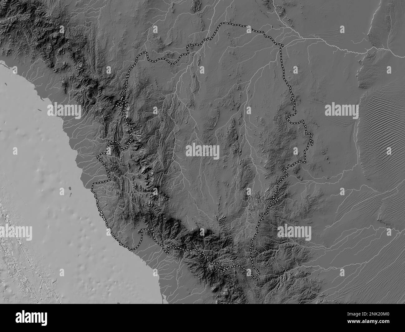 'Asir, region of Saudi Arabia. Bilevel elevation map with lakes and ...