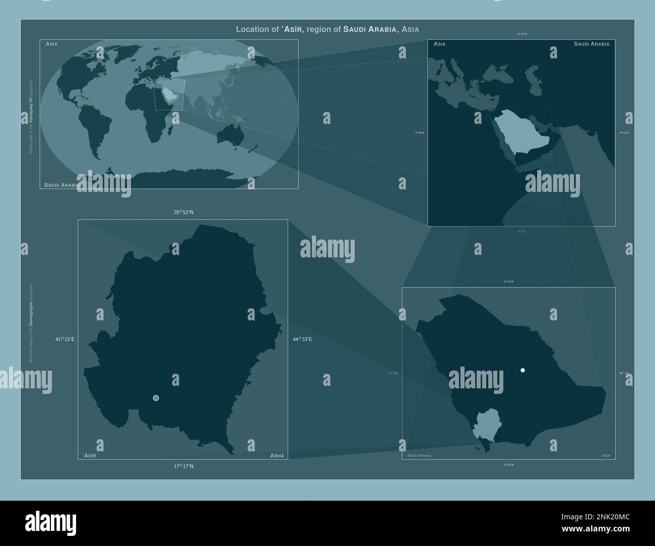 'Asir, region of Saudi Arabia. Diagram showing the location of the ...