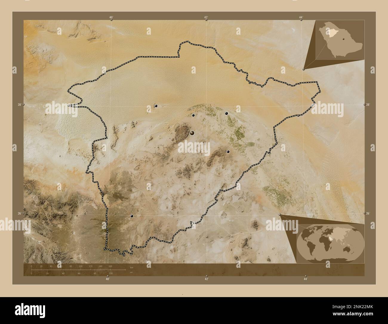 Ha'il, region of Saudi Arabia. Low resolution satellite map. Locations ...