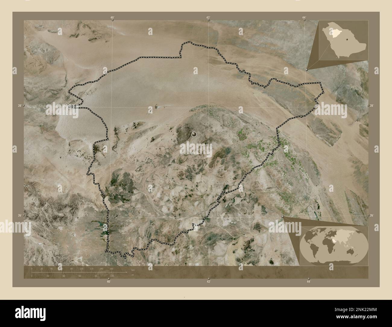 Ha'il, region of Saudi Arabia. High resolution satellite map. Corner ...