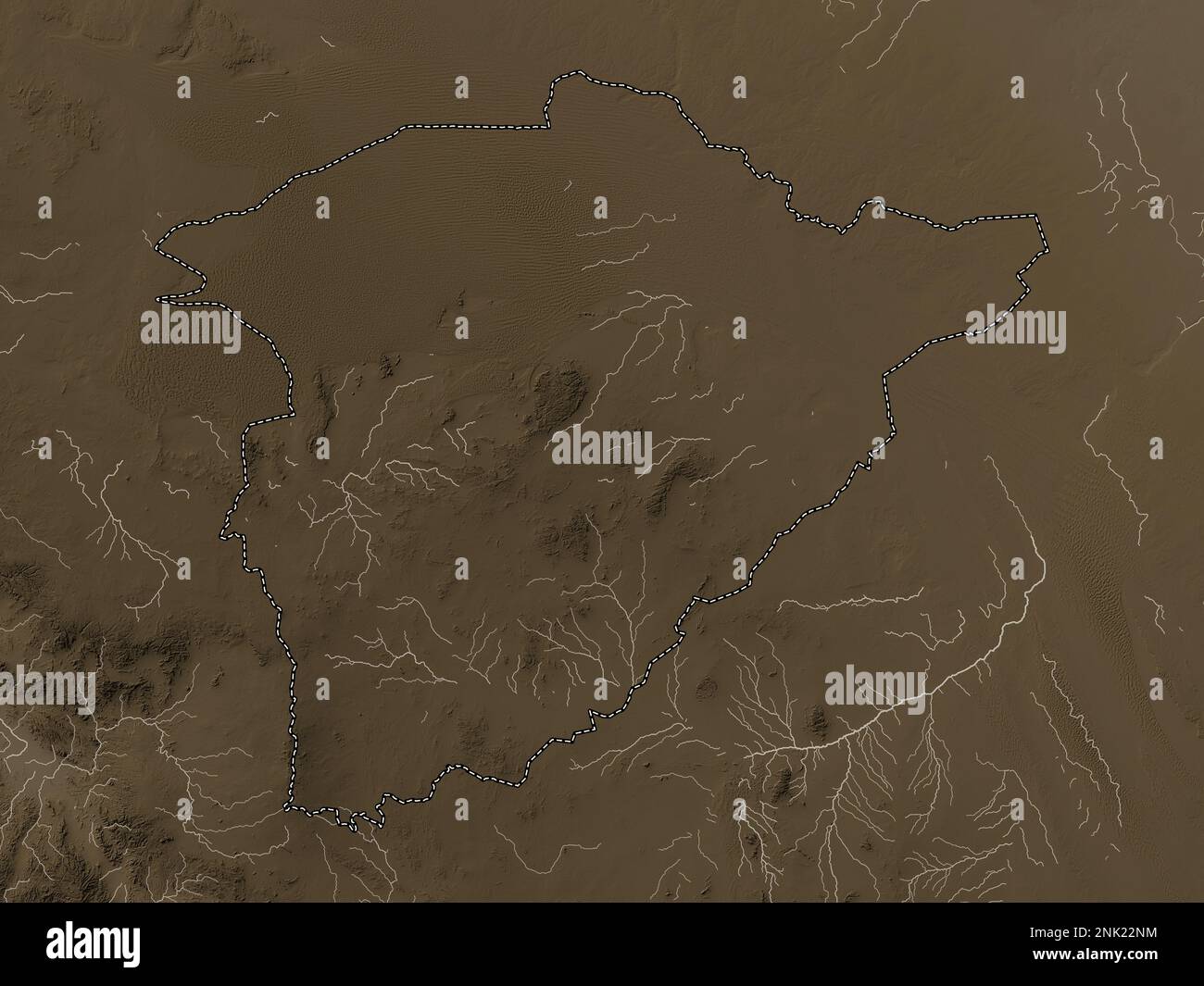 Ha'il, region of Saudi Arabia. Elevation map colored in sepia tones ...