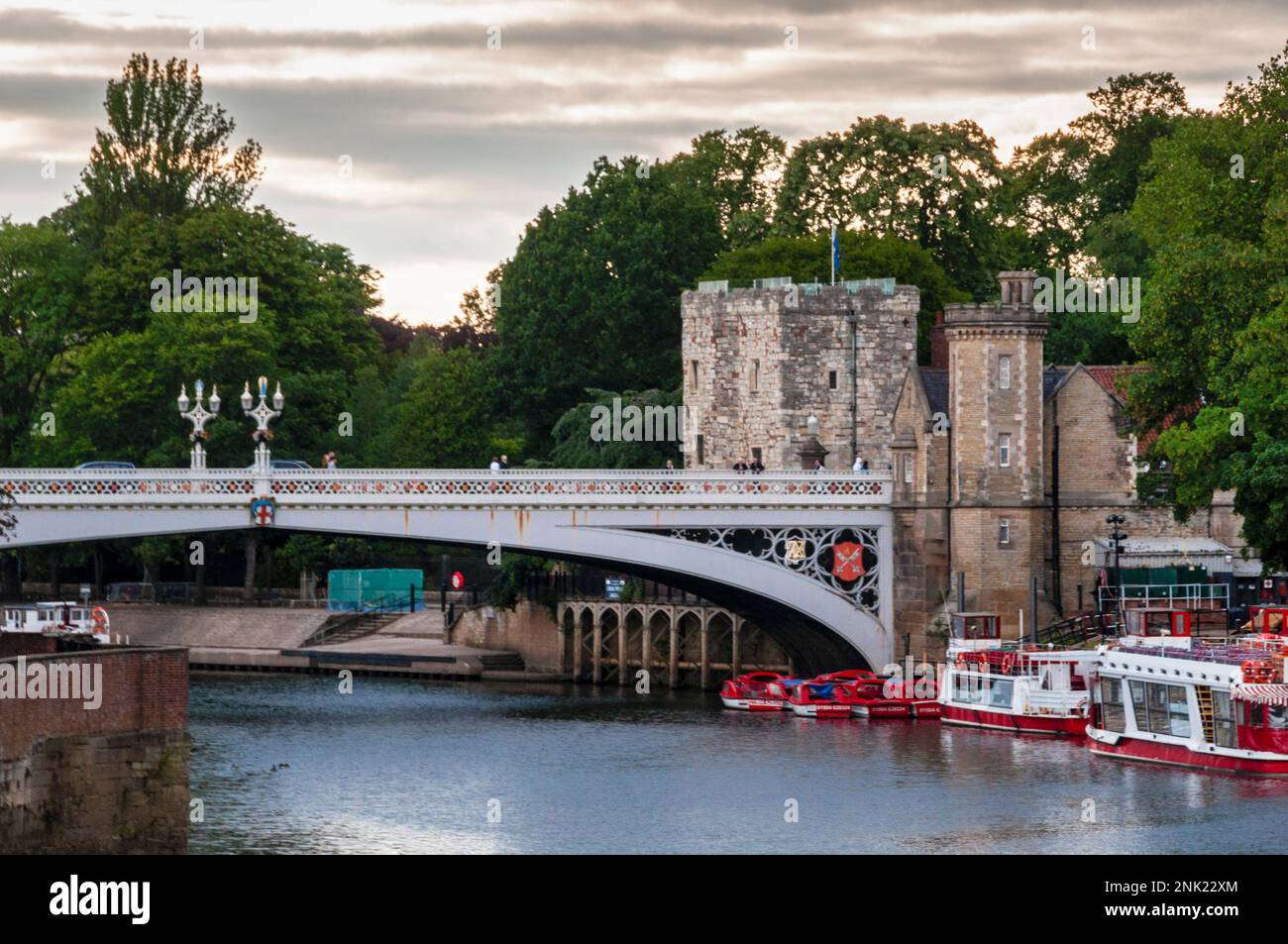 Square Lendal Tower and cast iron Lendal Bridge over the Ouse River in ...
