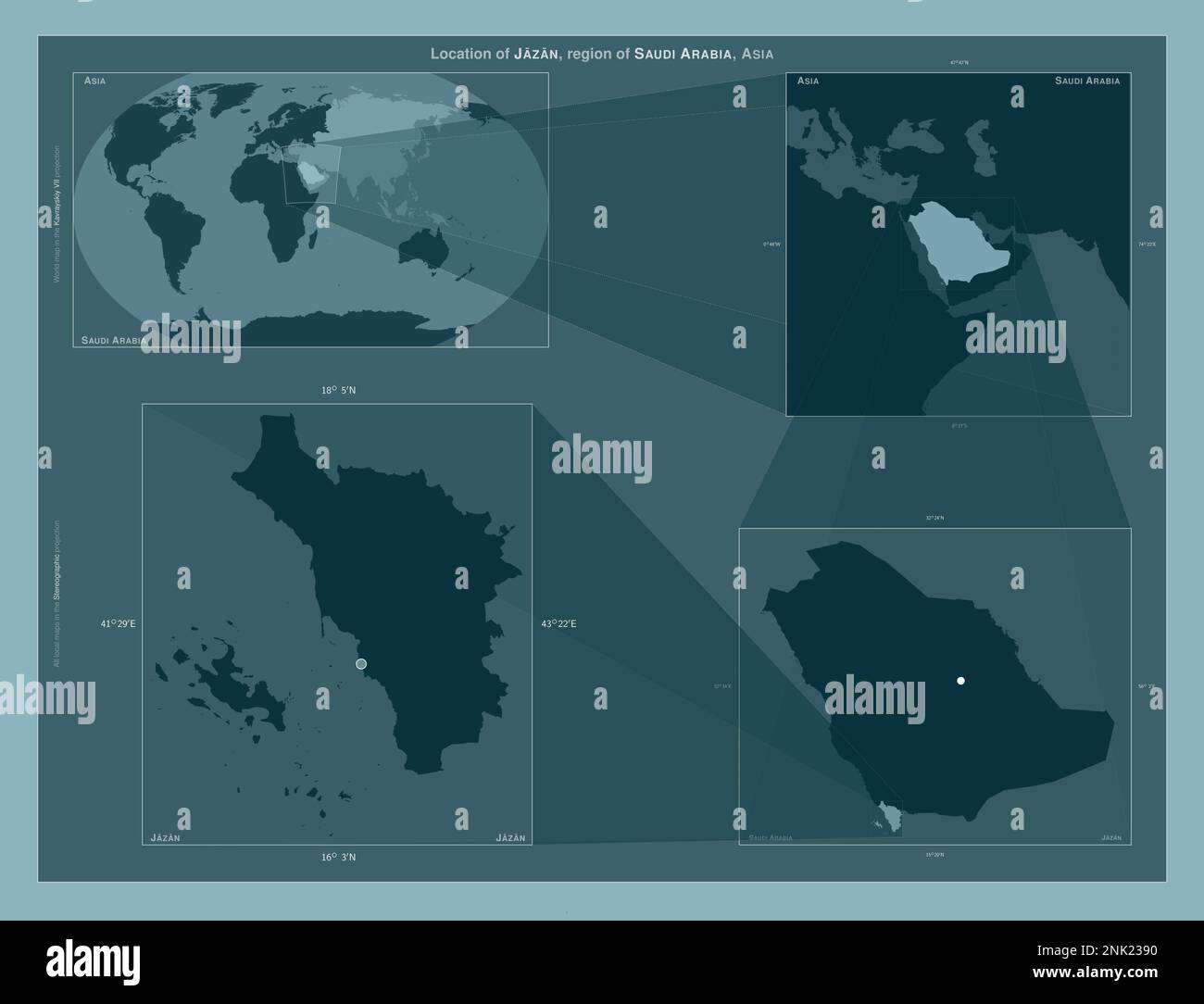 Jazan, region of Saudi Arabia. Diagram showing the location of the ...