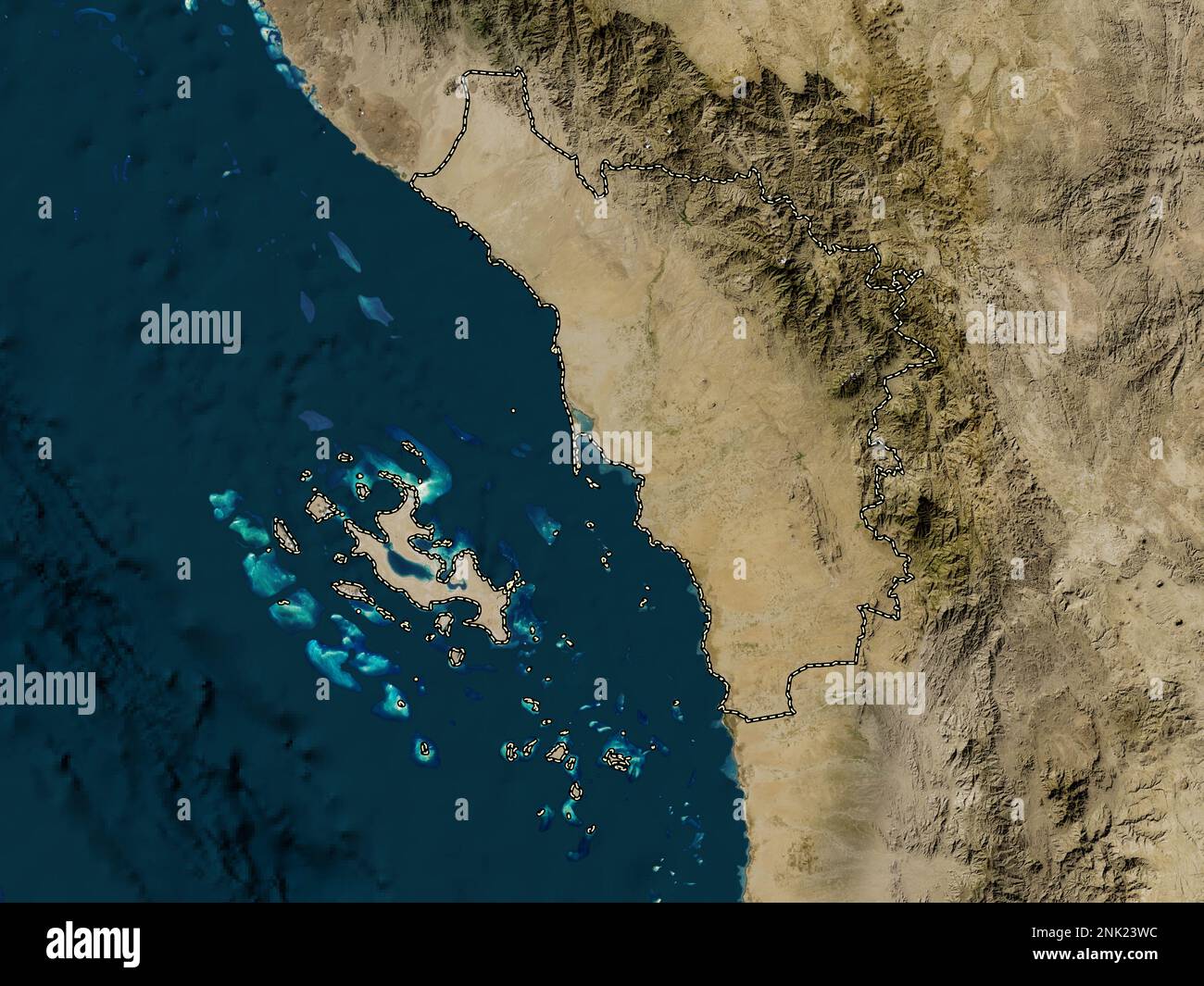Jazan, region of Saudi Arabia. Low resolution satellite map Stock Photo ...