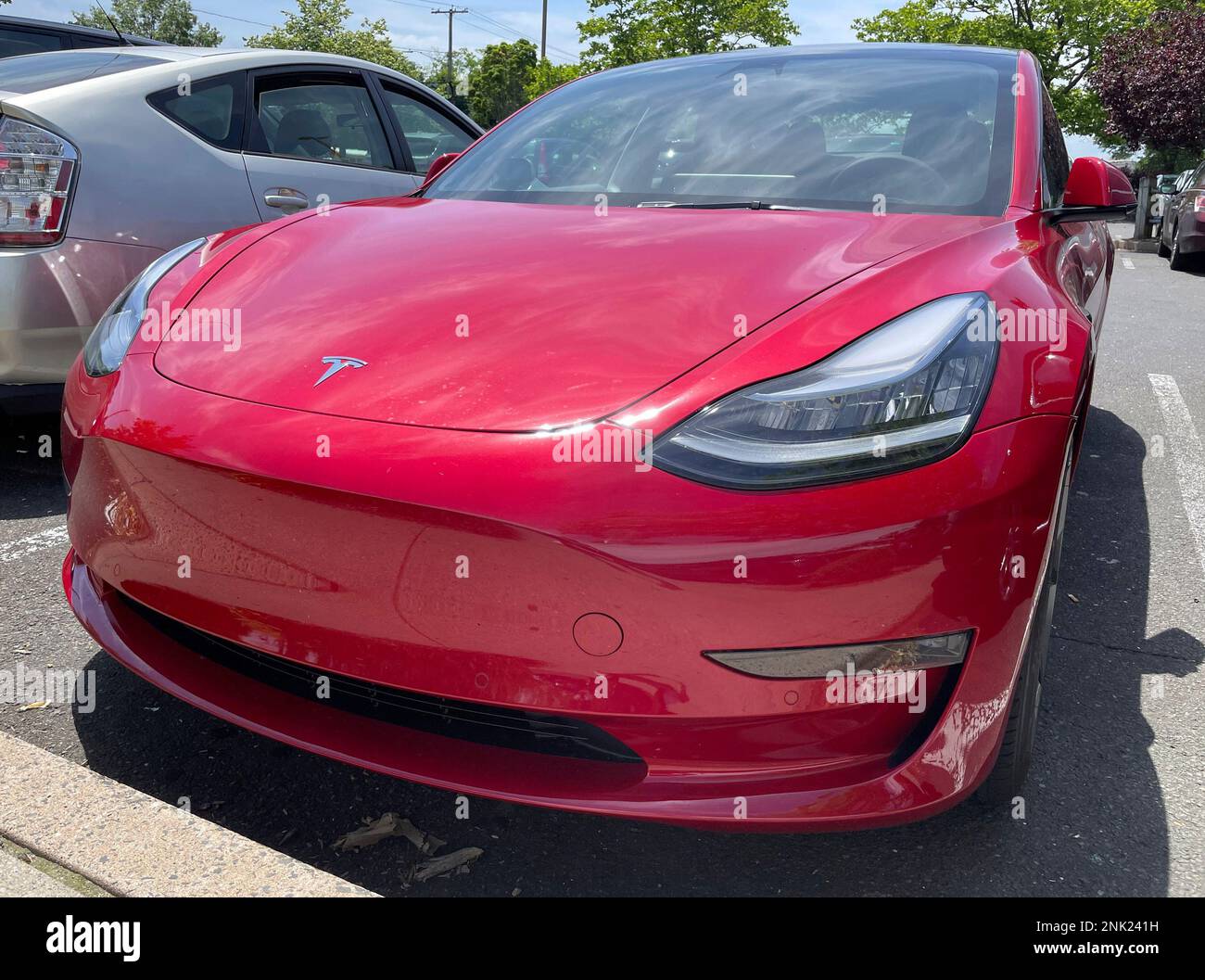 Photo by: STRF/STAR MAX/IPx 2022 6/7/22 A Red Tesla is seen at ...