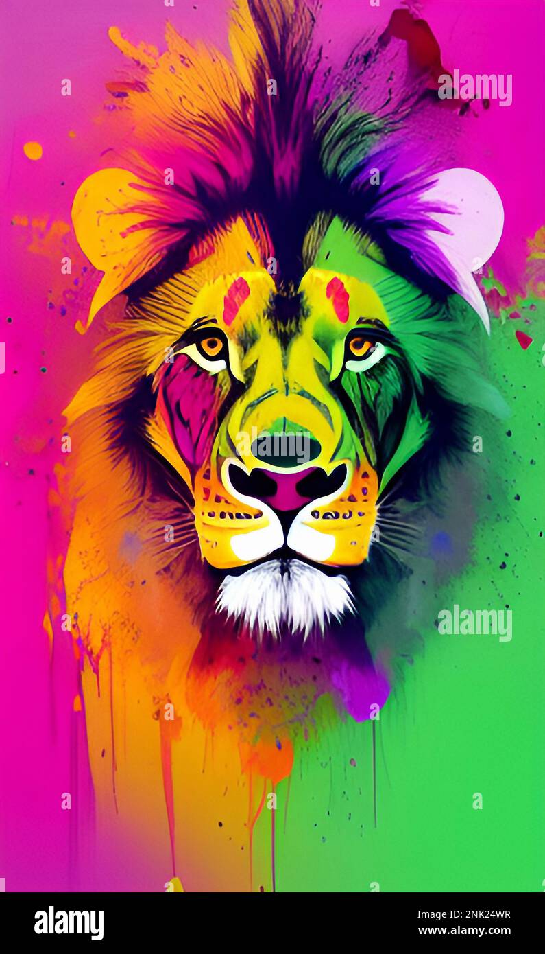 Lion oil painting hi-res stock photography and images - Alamy