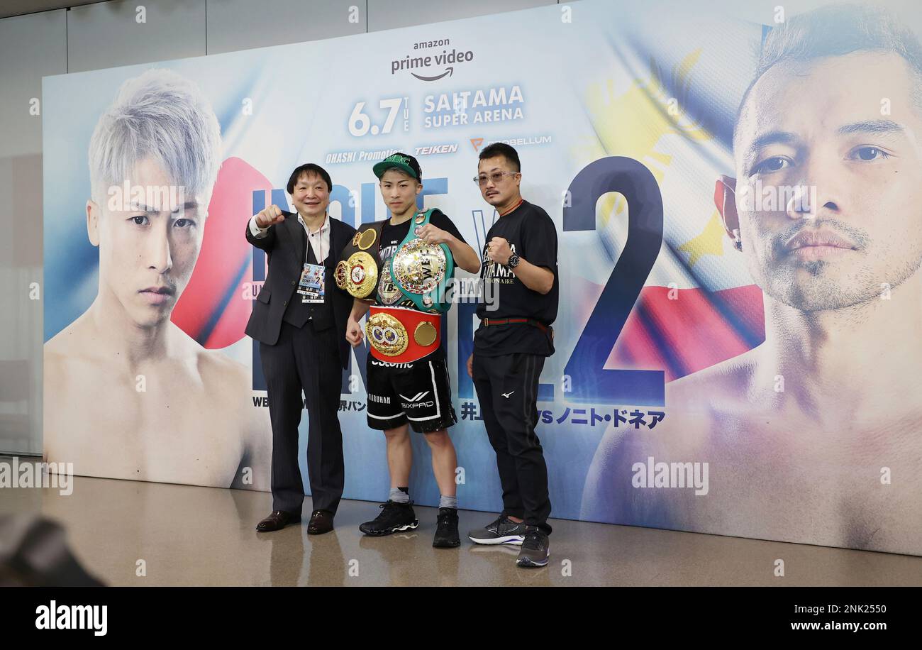 Naoya Inoue of Japan celebrates after winning the Unified Bantamweight ...