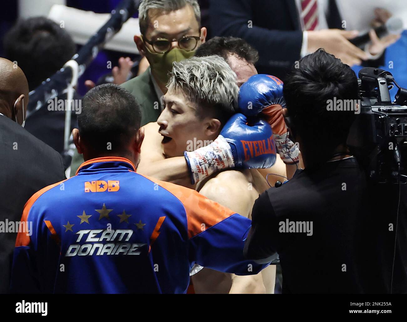 Naoya Inoue of Japan celebrates after winning the Unified Bantamweight ...