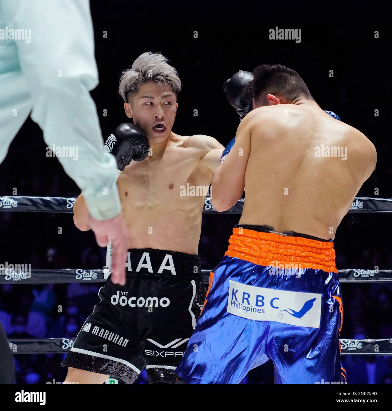 Naoya Inoue of Japan strikes a punch in the 2nd round during the ...
