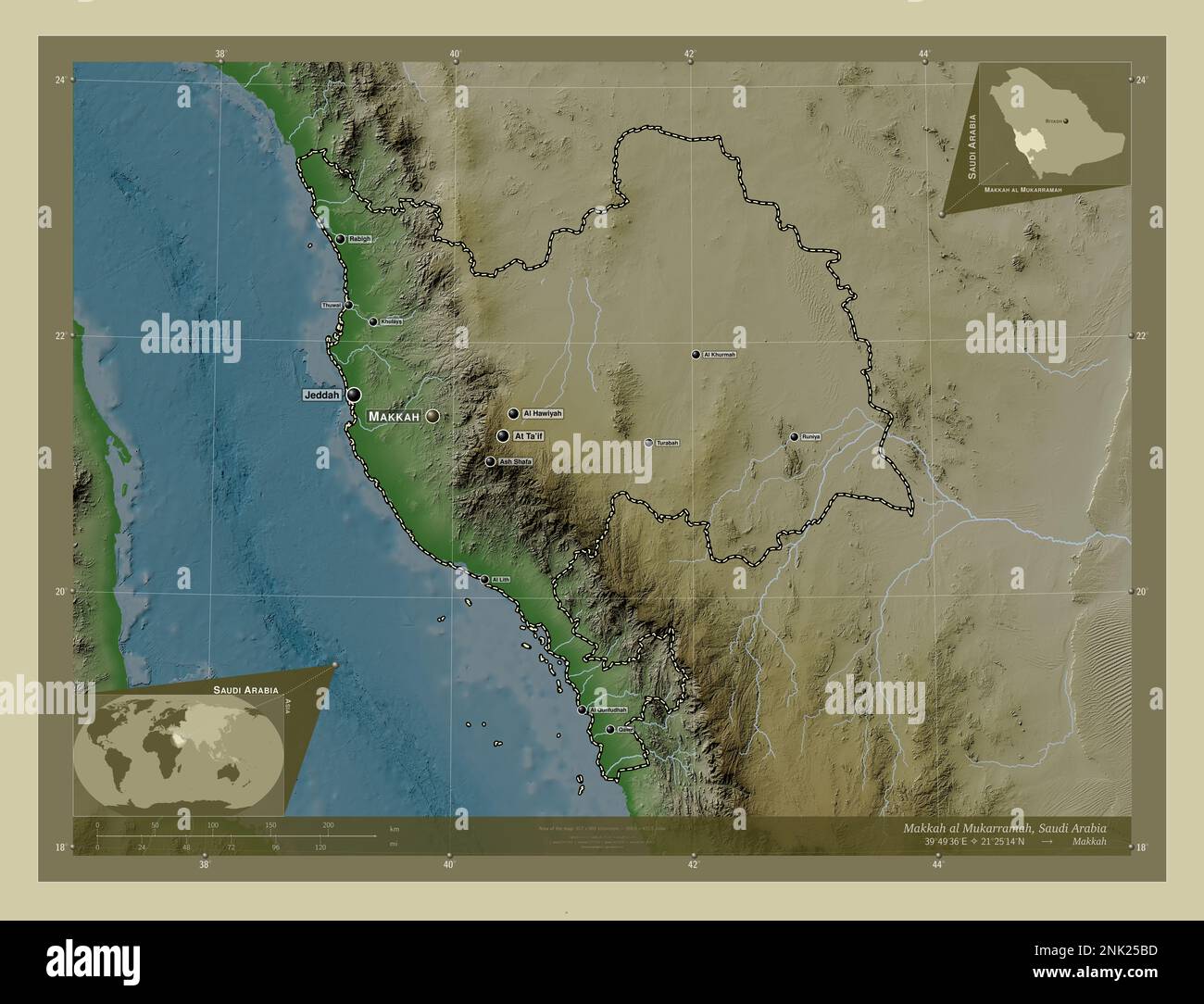 Hejaz Mountains Physical Map