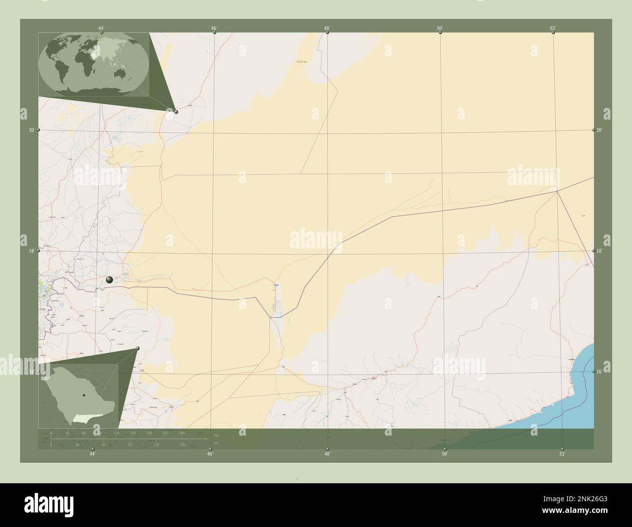 Najran, region of Saudi Arabia. Open Street Map. Corner auxiliary ...