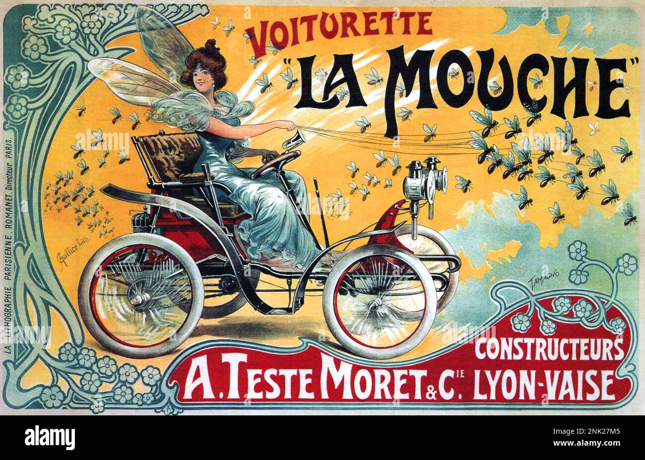 Victorian Advertising Illustration poster for Cars, Circa 1899 Stock ...