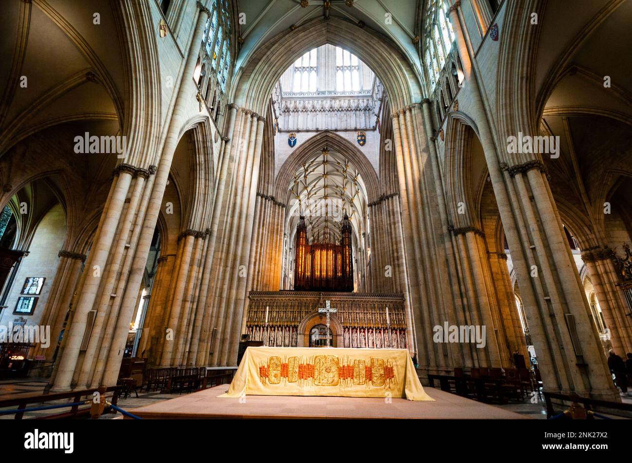 The nave of York Minster Perpendicular Gothic Cathedral in medieval ...