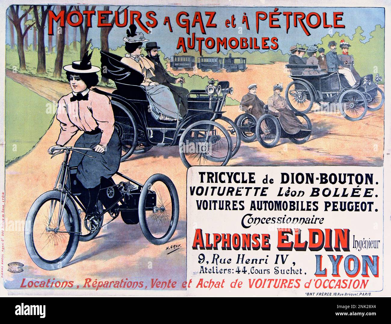 Victorian Advertising Illustration poster for Cars, Circa 1899 Stock ...