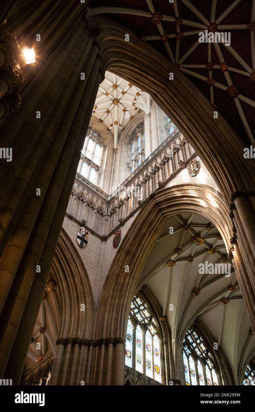 English Perpendicular Gothic York Minster ribbed vaulted ceilings in ...