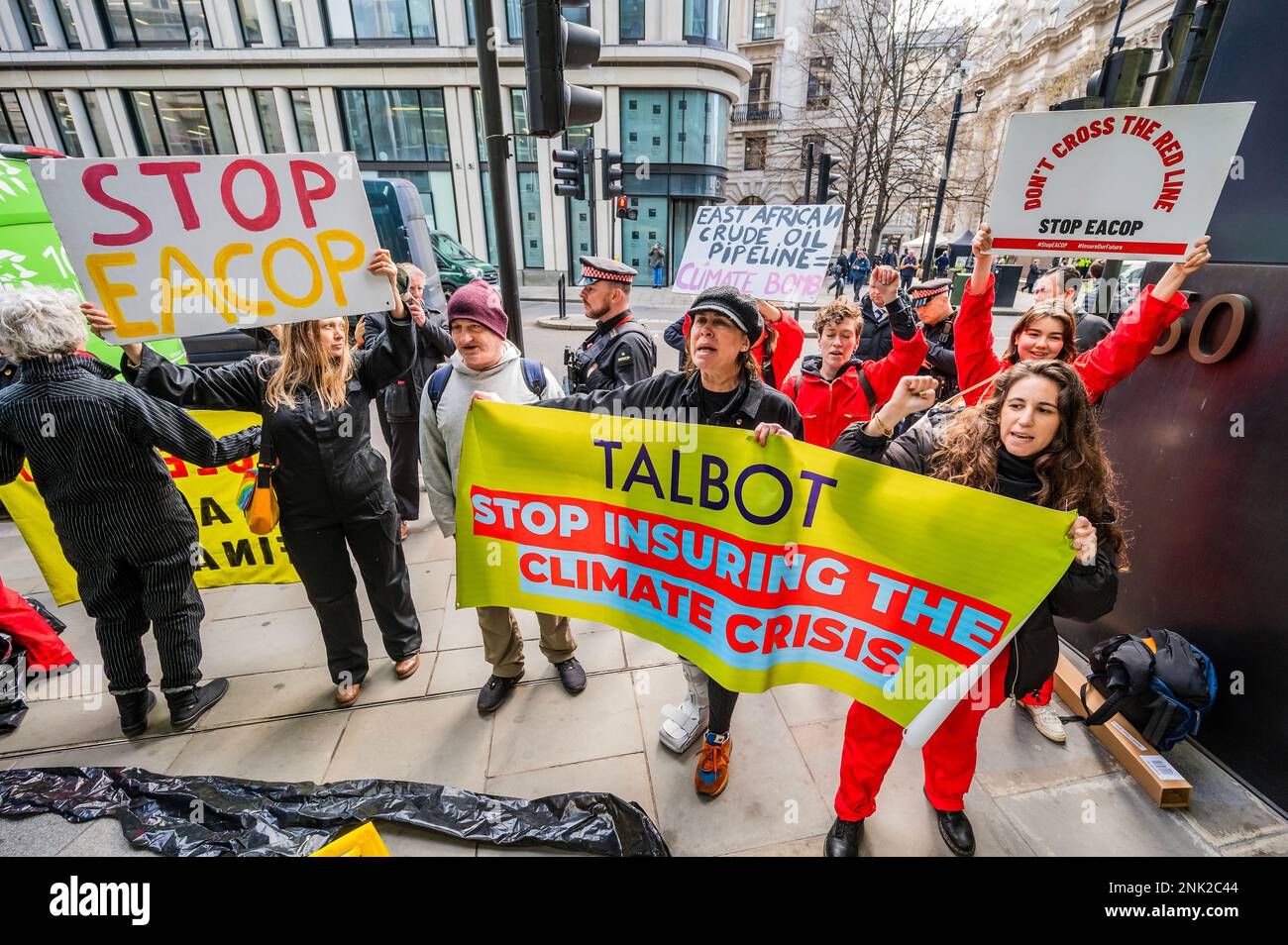 London, UK. 23rd Feb, 2023. The protesters visit two insurance ...