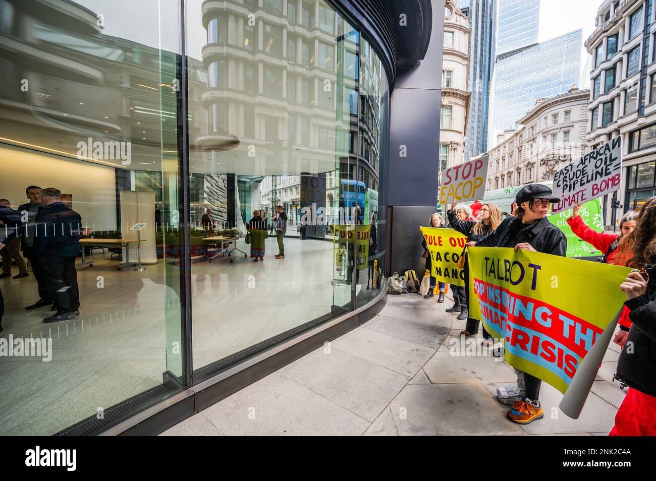 London, UK. 23rd Feb, 2023. The protesters visit two insurance ...