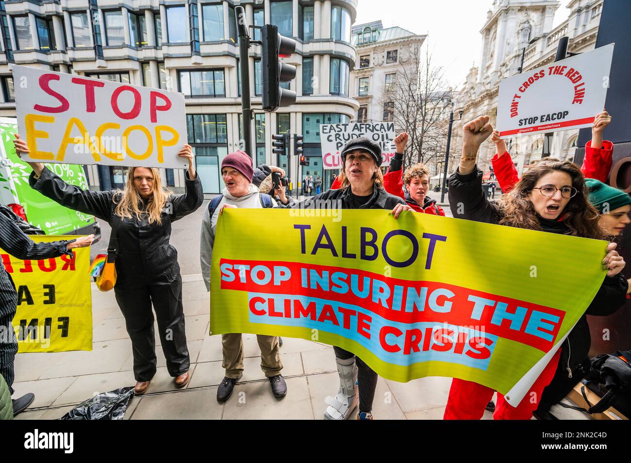 London, UK. 23rd Feb, 2023. The protesters visit two insurance ...