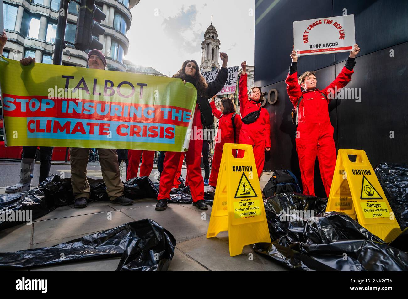 London, UK. 23rd Feb, 2023. The protesters visit two insurance ...