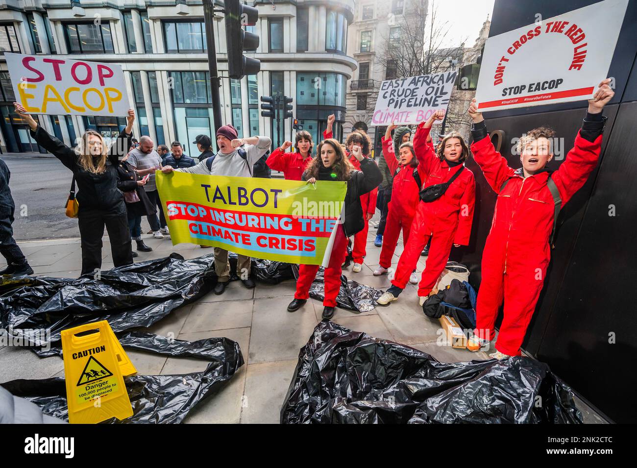 London, UK. 23rd Feb, 2023. The protesters visit two insurance ...