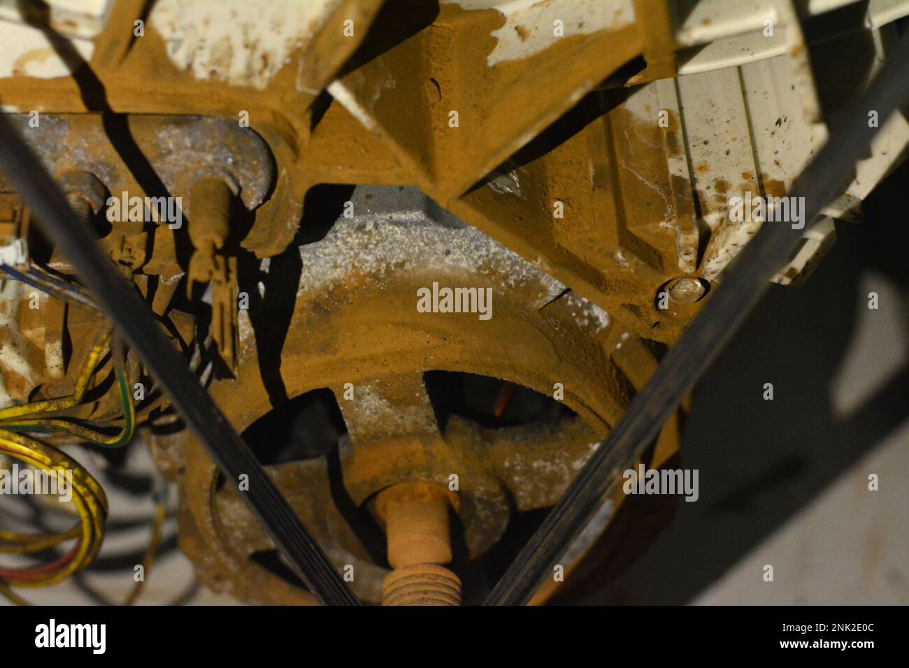 Rusty old dirty automatic electric washing machine drum that is ...