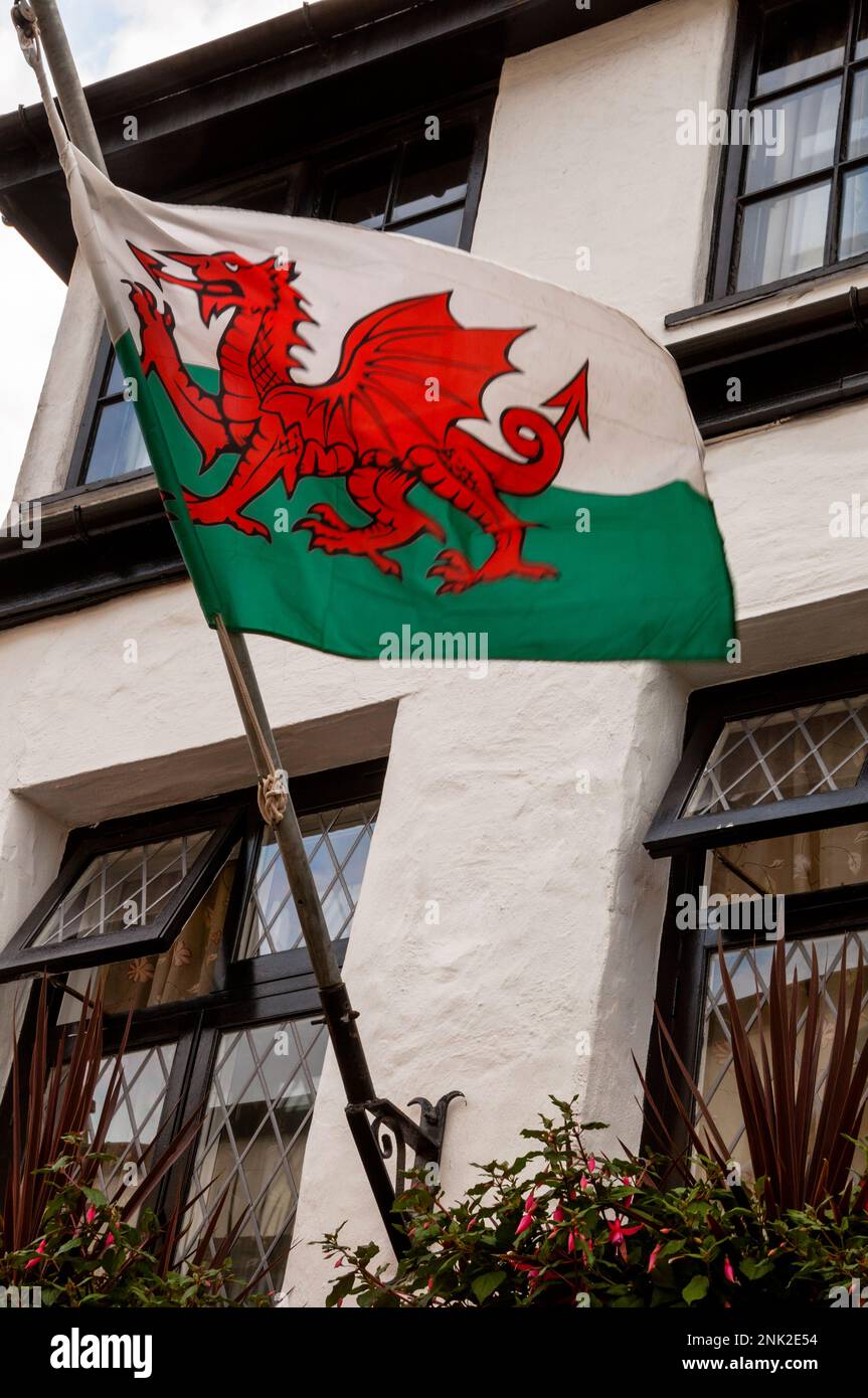 Red dragon on the Welsh flag in Caernarfon, Wales Stock Photo - Alamy