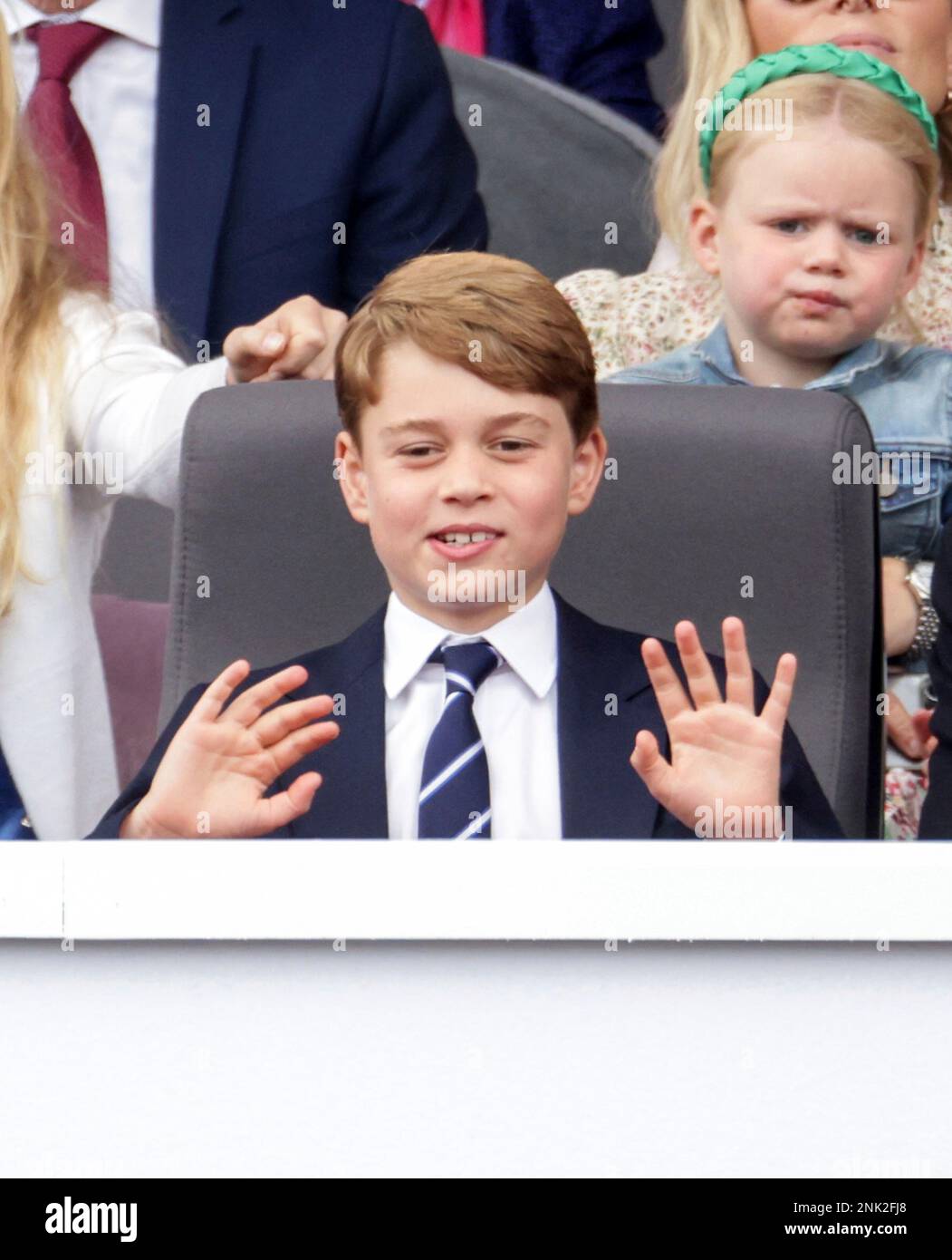 Prince George gestures, during the Platinum Jubilee Pageant held ...