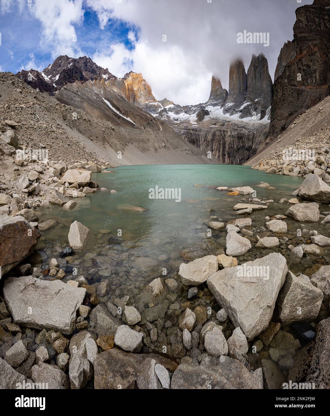 A hike to The Base of the Towers, Torres del Paine, Chile Stock Photo ...