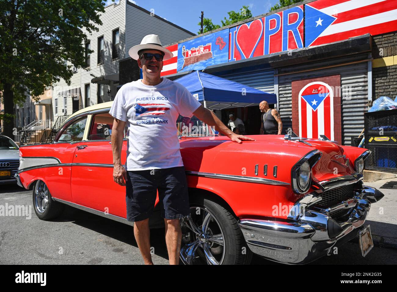 Photo by: NDZ/STAR MAX/IPx 2022 6/4/22 Danny Moran displays his Puerto Rican pride as he stands ...