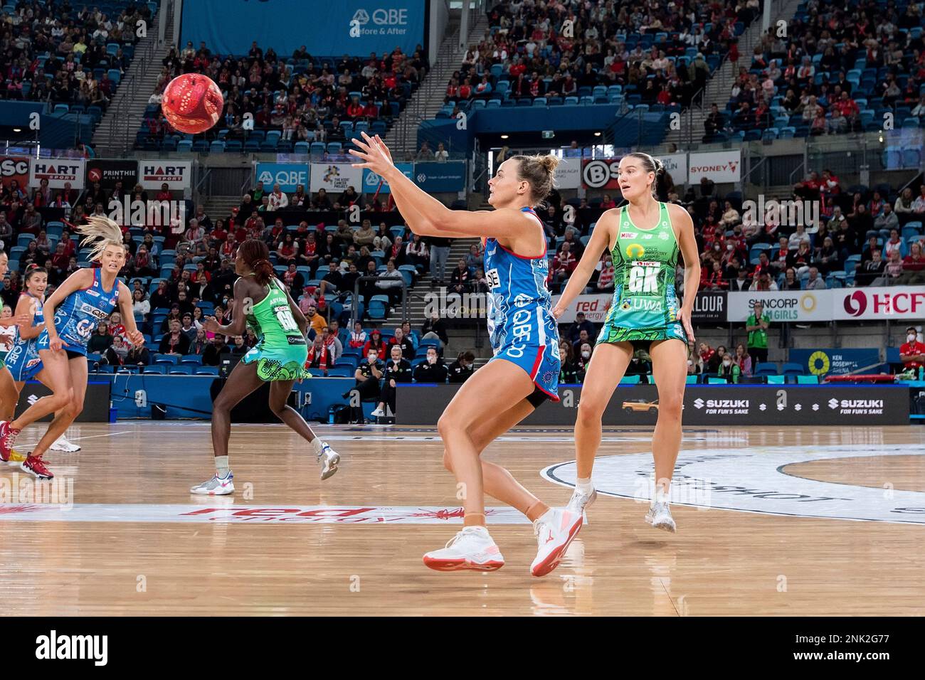 SYDNEY, AUSTRALIA - JUNE 05: Kelly Singleton of the NSW Swifts watches ...