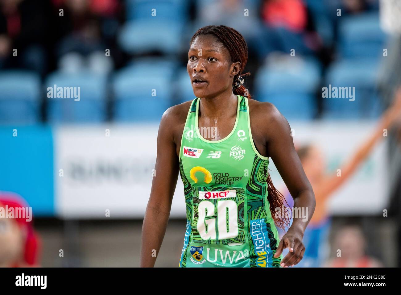 SYDNEY, AUSTRALIA - JUNE 05: Sunday Aryang of West Coast Fever looks on ...