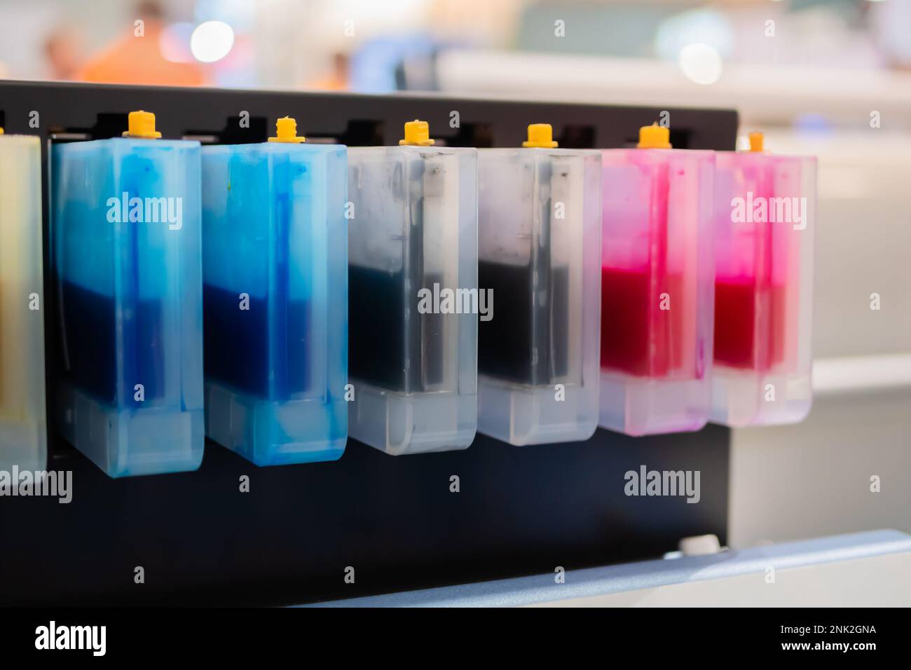Row of inkjet printer CMYK cartridges - close up Stock Photo - Alamy
