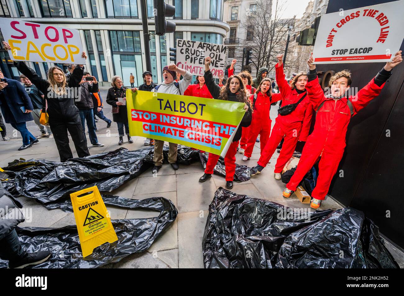 London, UK. 23rd Feb, 2023. The protesters visit two insurance ...