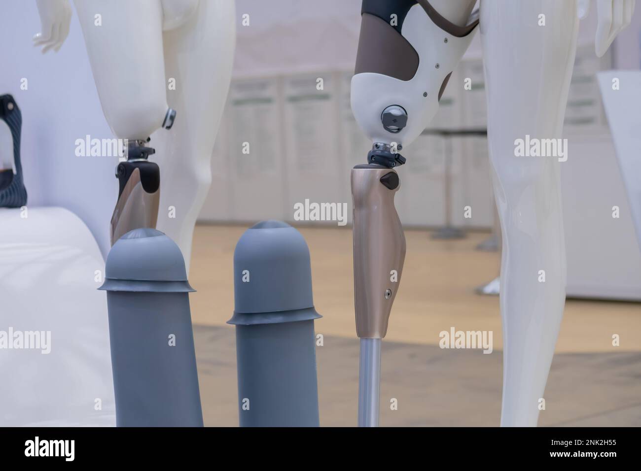 Dummy with modern prosthetic leg at medical exhibition Stock Photo - Alamy