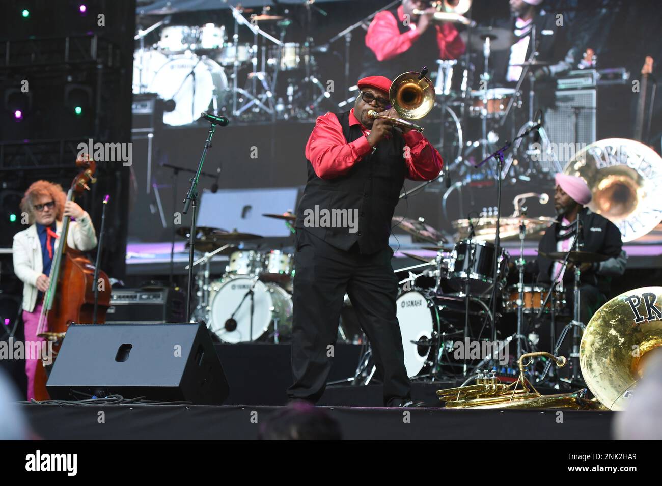 ANAHEIM, CA - JUNE 04: Trombonist Ronell Johnson of the Preservation ...