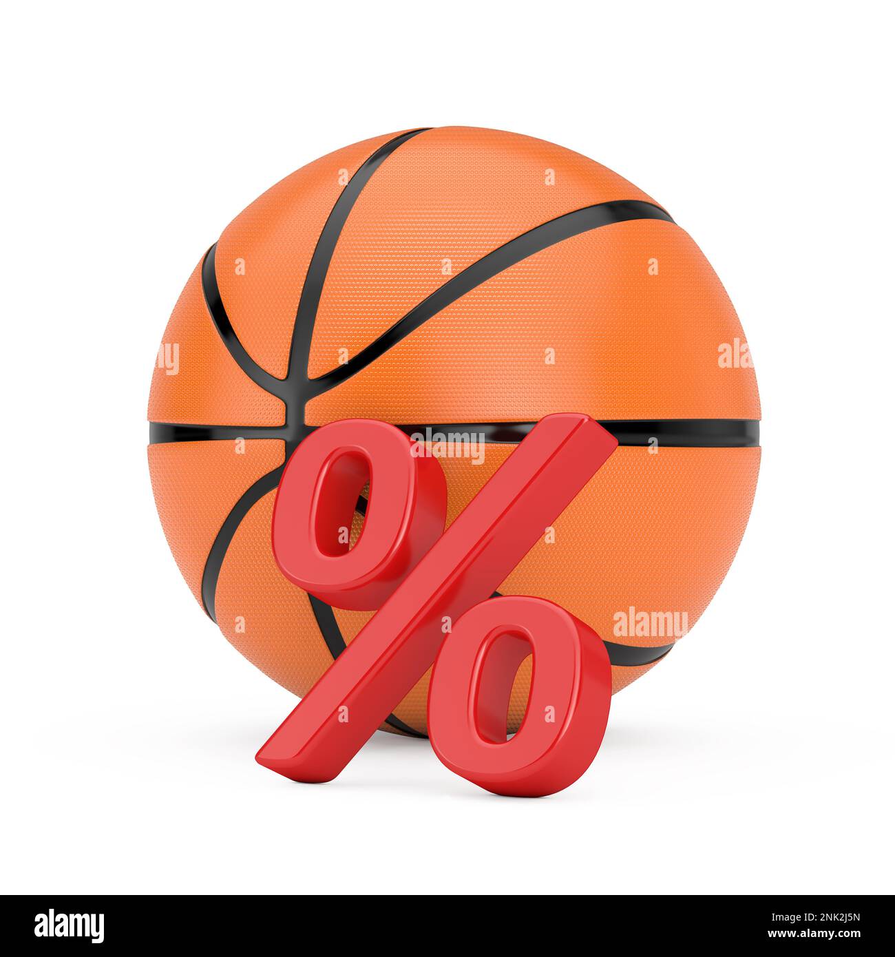 Basketball Ball with Red Sale or Discount Percent Sign on a white ...