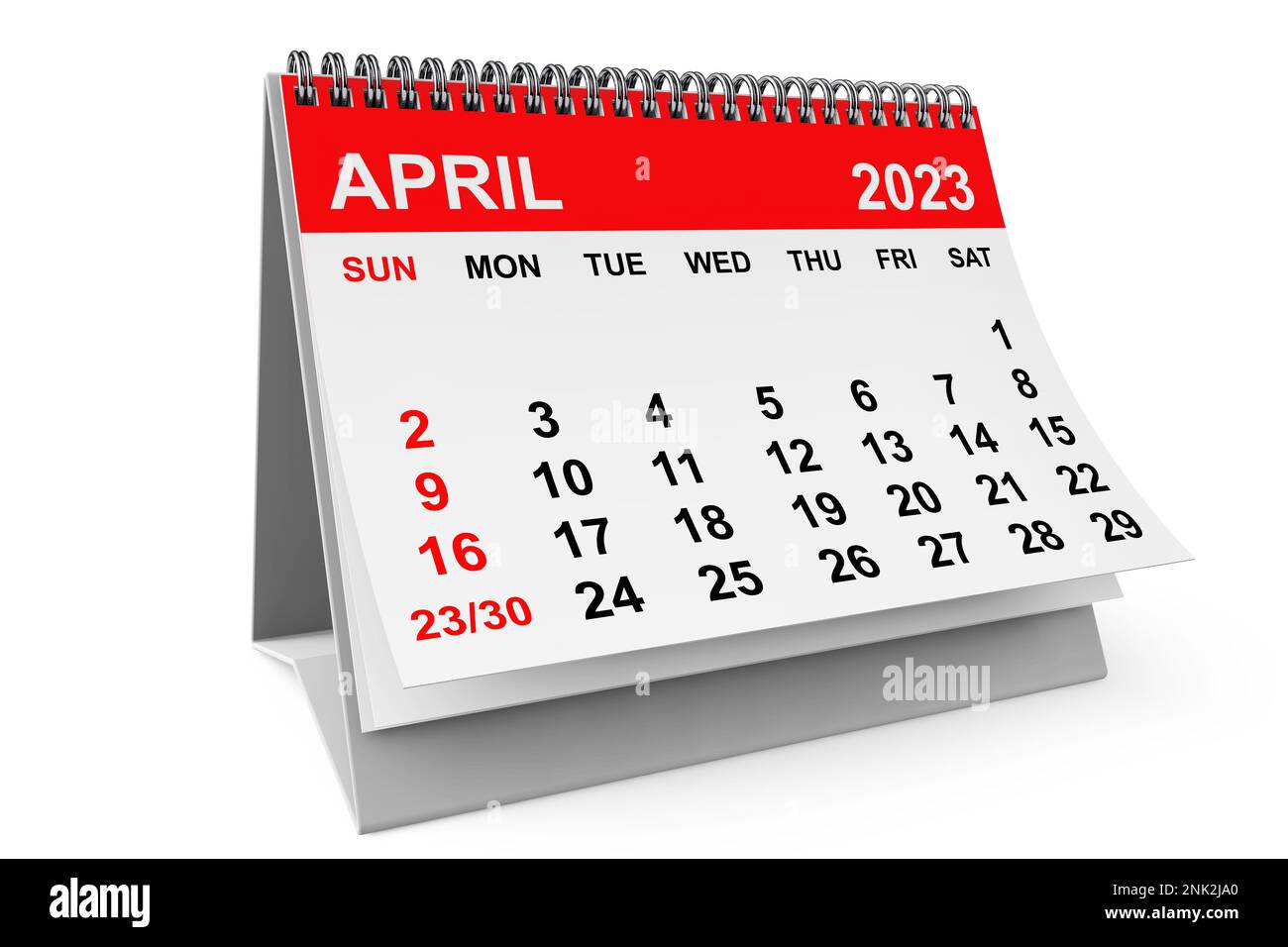 2023 Year April Calendar on a white background. 3d rendering Stock ...