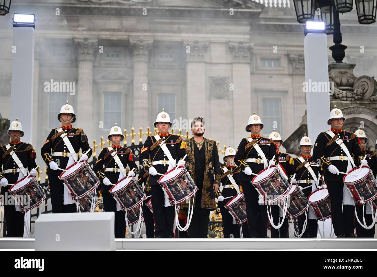 Adam Lambert and Queen on stage at the Platinum Jubilee concert taking ...