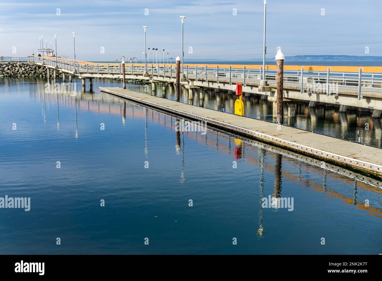 A view of the architecture of the Edmonds Pier in Edmonds, Washington ...