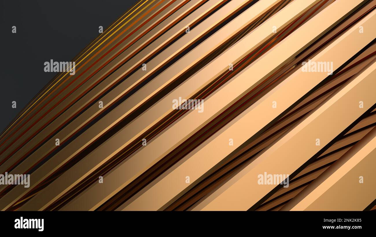 Expanding the surface of gold and black metal donuts enlarged abstract, dramatic, modern and ...