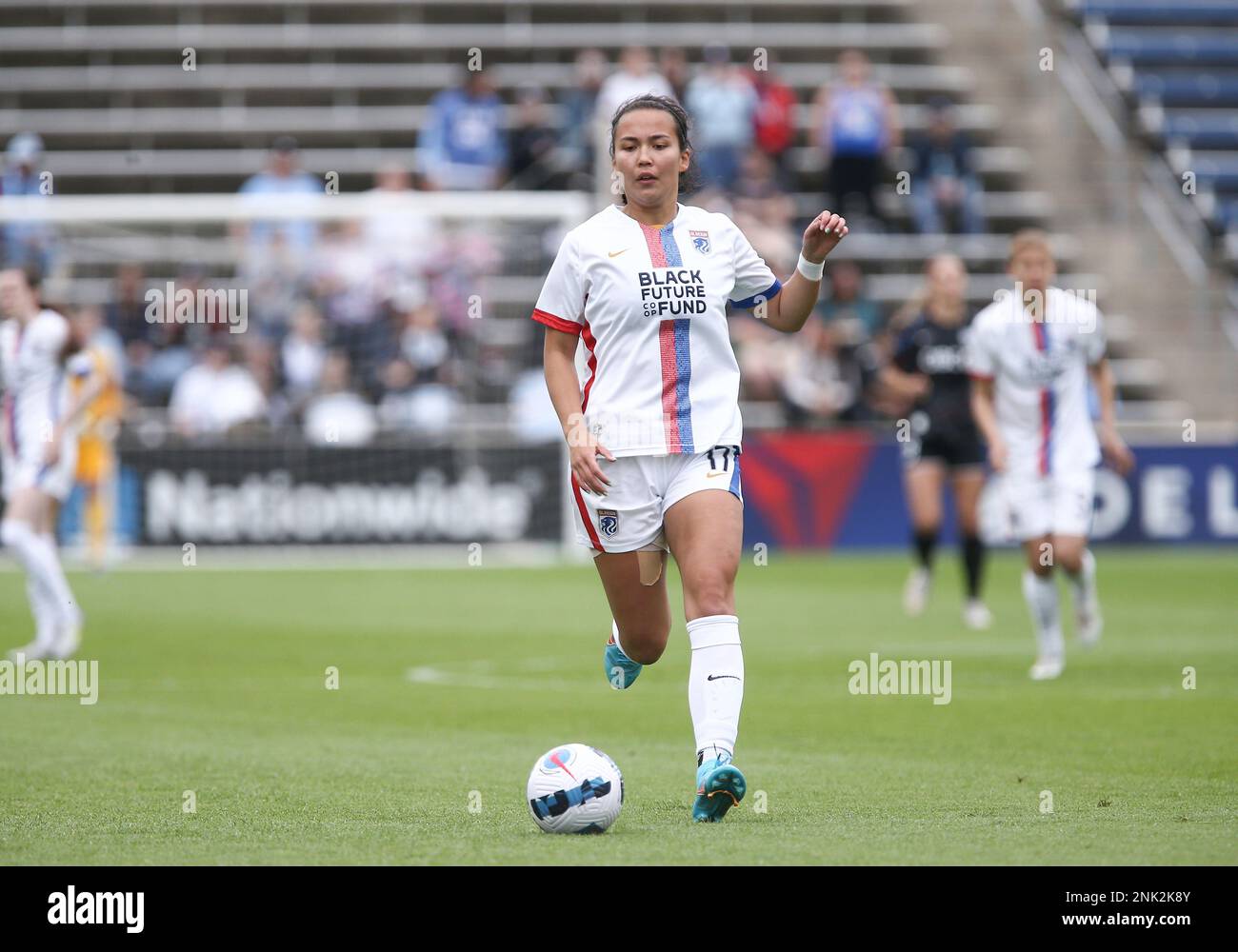 CHICAGO, IL - JUNE 04: OL Reign defender Sam Hiatt (17) plays the ball ...