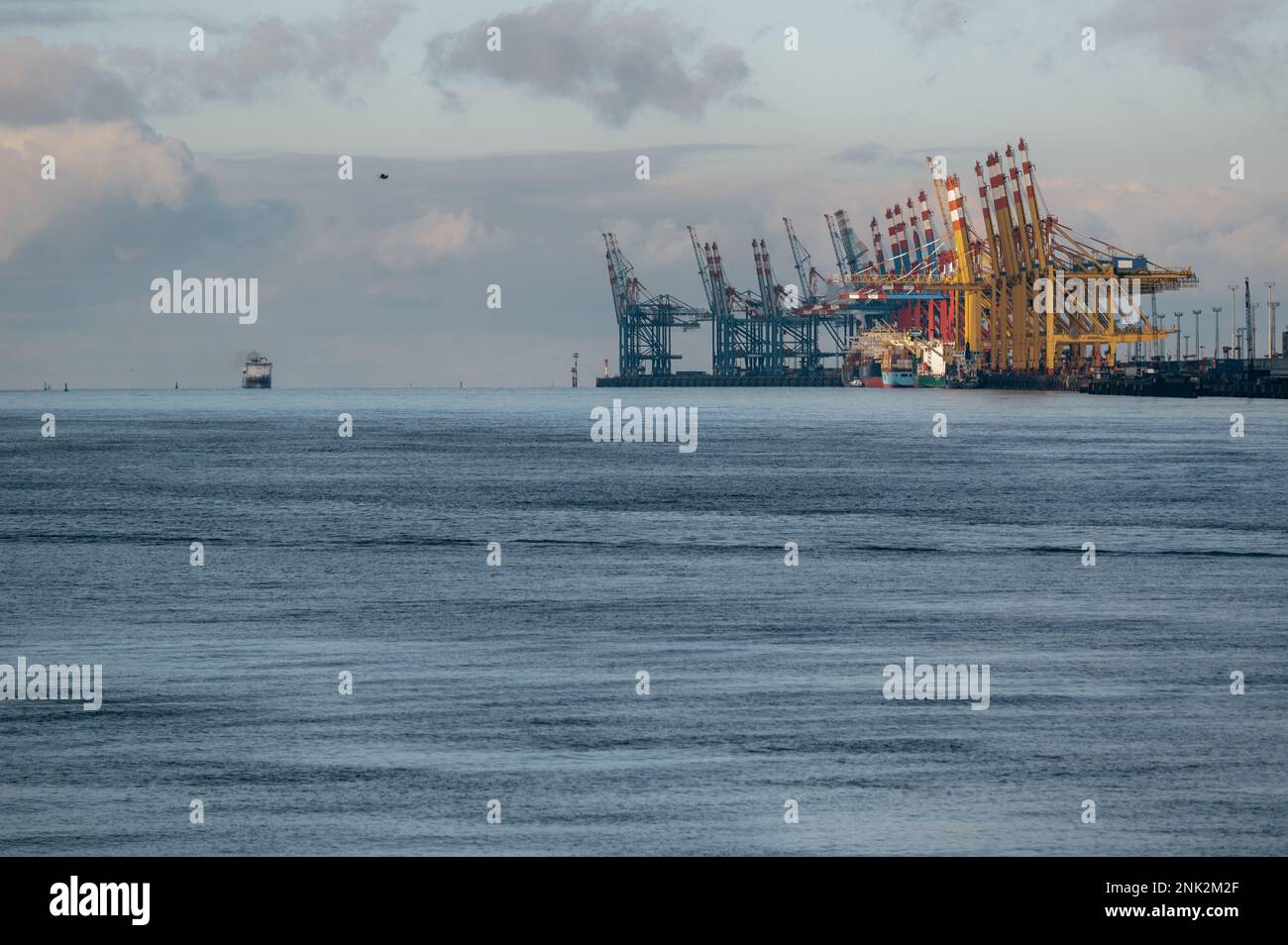 Container ship arriving in port hi-res stock photography and images - Alamy