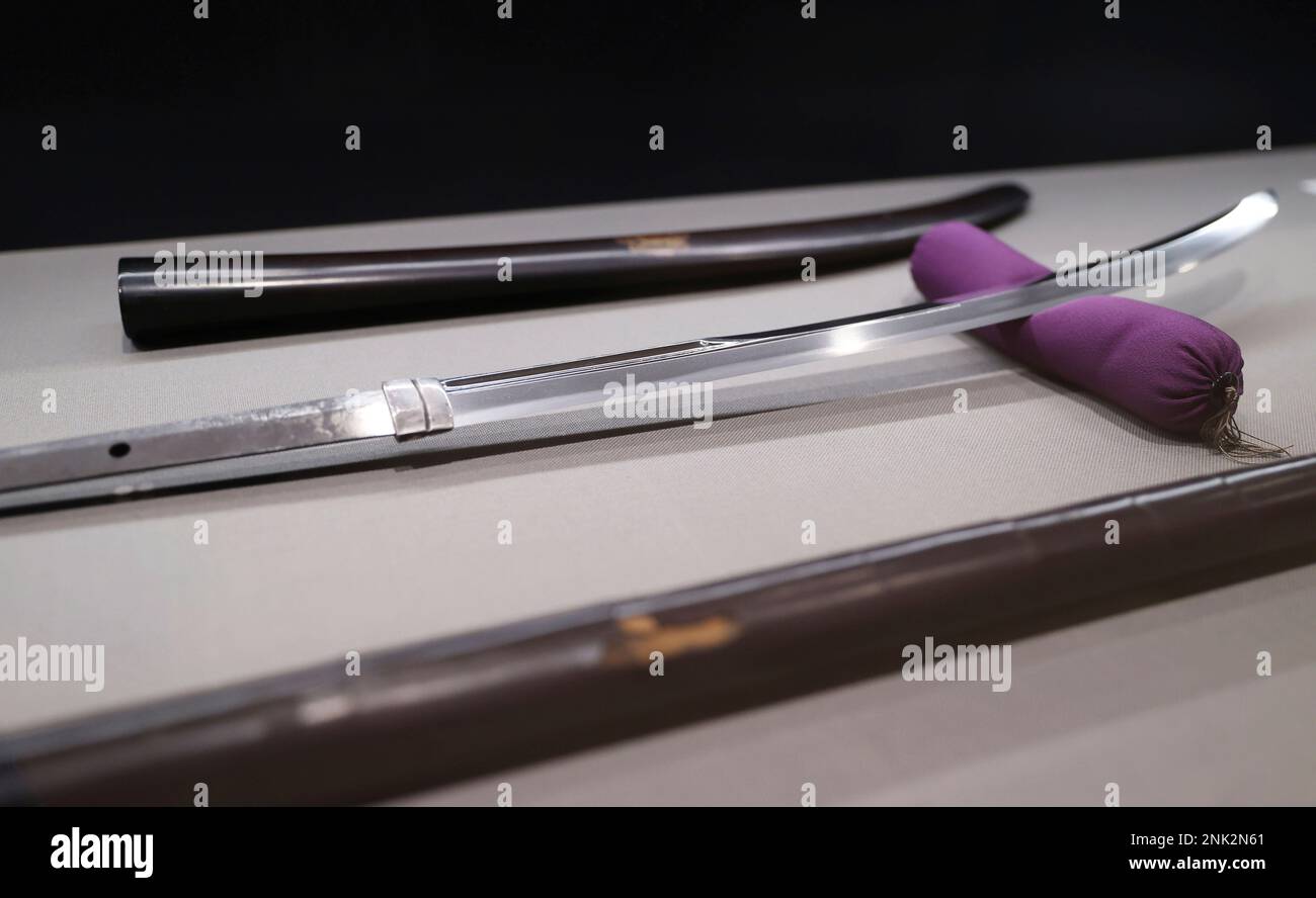 Japanese swords are displayed at the Japanese Sword Museum in Tokyo on ...