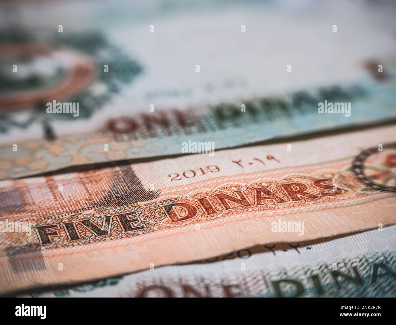 Macro detail picture with Five Jordanian dinar banknote. JOD is the ...