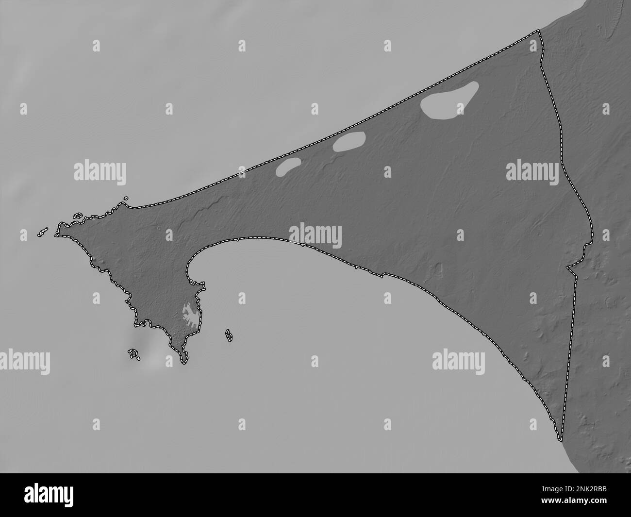 Dakar, region of Senegal. Bilevel elevation map with lakes and rivers ...