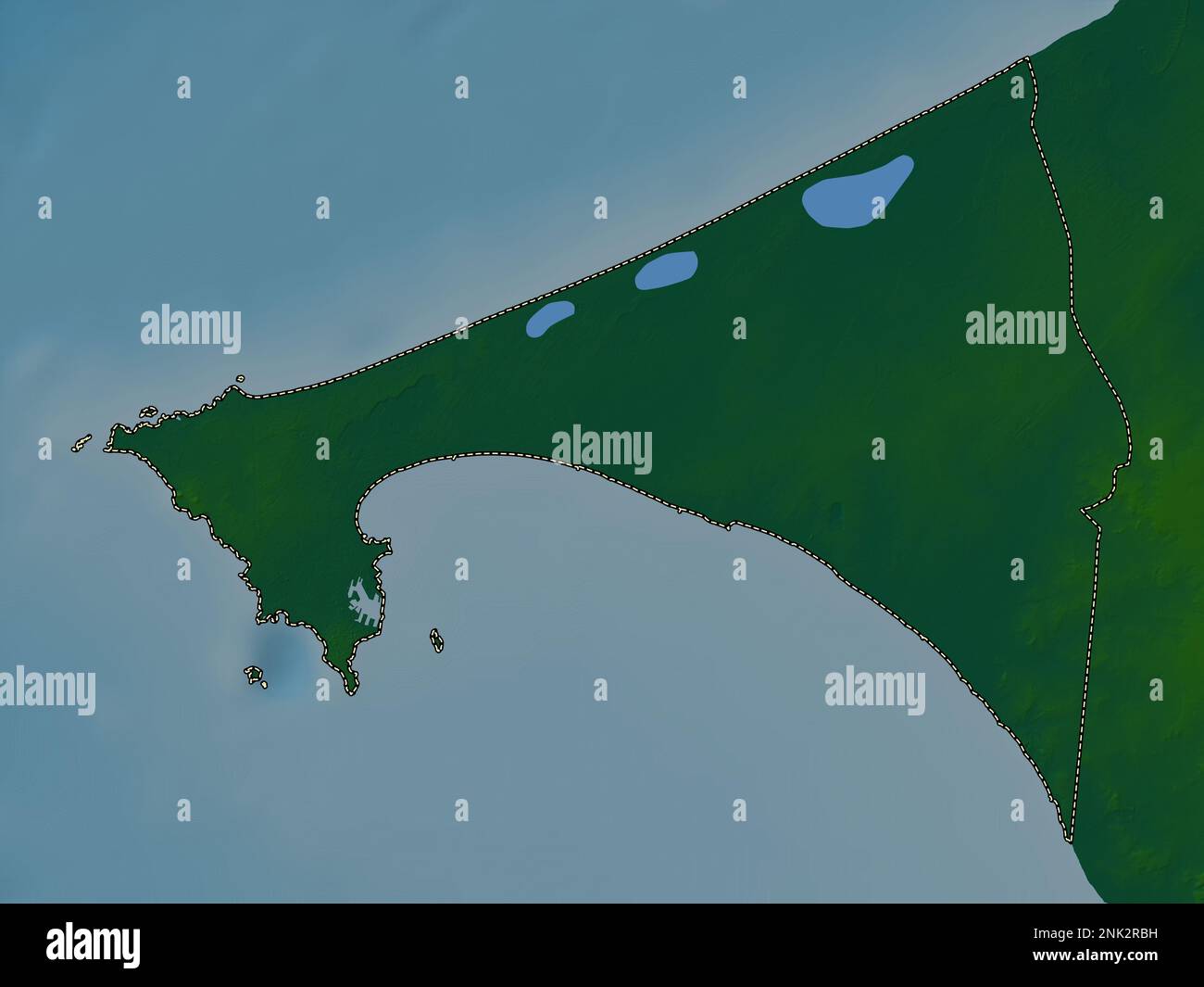 Dakar, region of Senegal. Colored elevation map with lakes and rivers ...