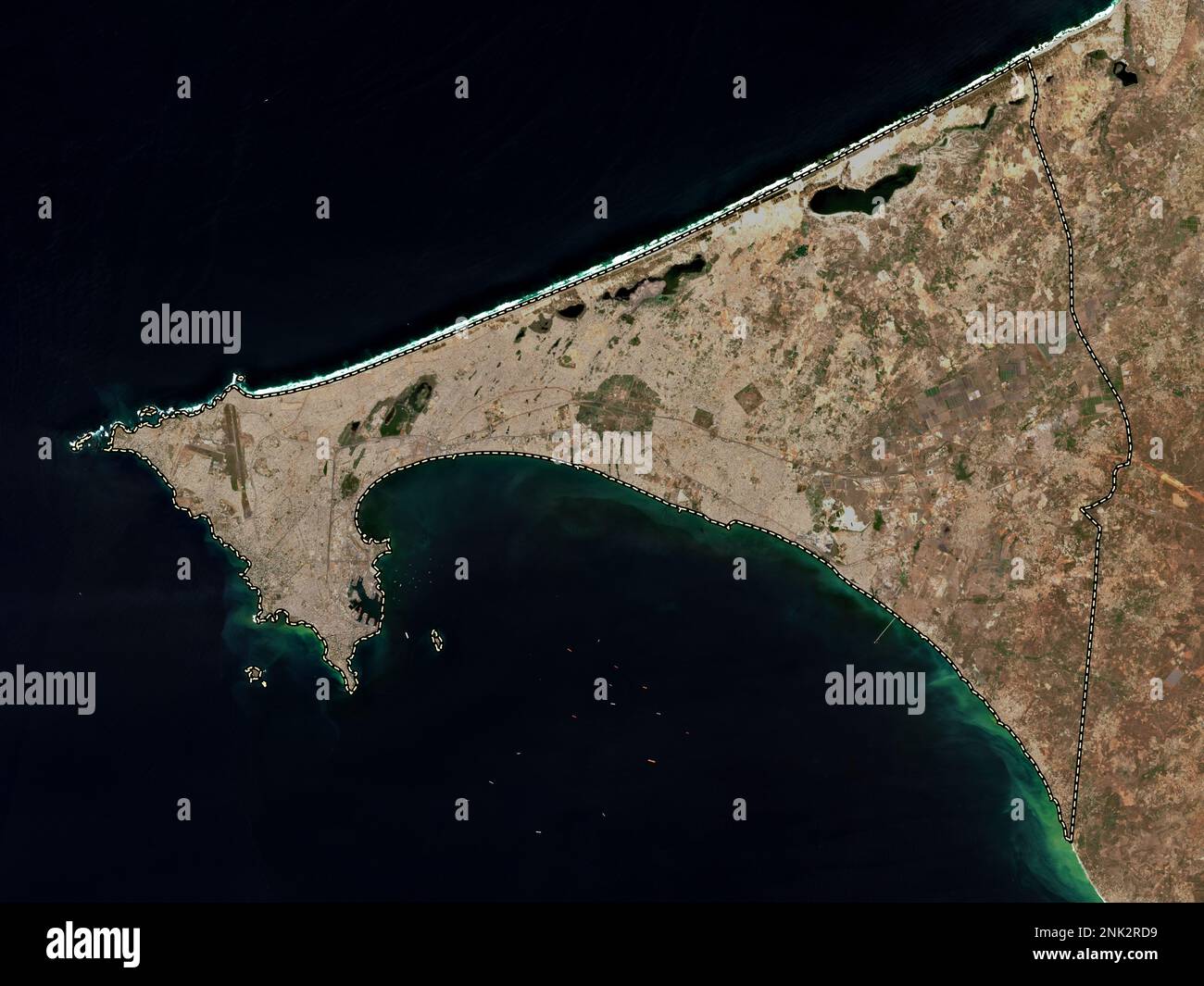 Dakar, region of Senegal. Low resolution satellite map Stock Photo - Alamy