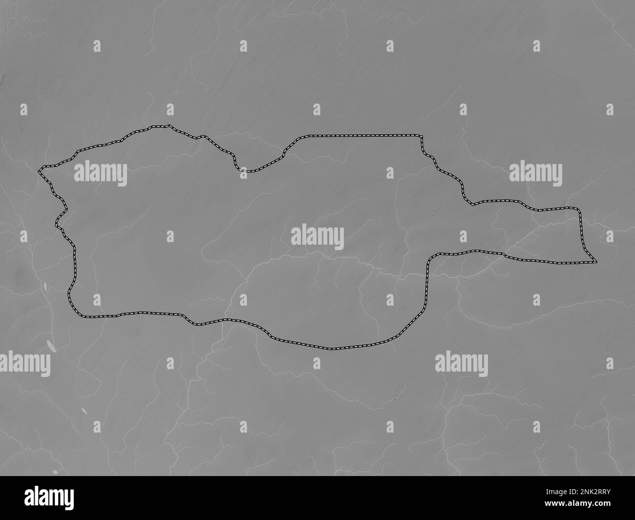 Diourbel, region of Senegal. Grayscale elevation map with lakes and ...
